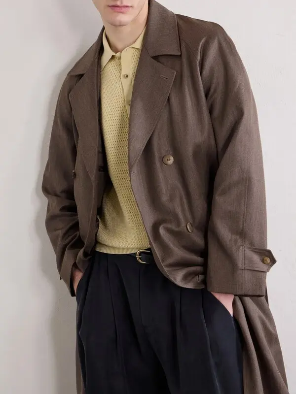 De Bonne Facture Grandad Double-breasted Wool And Cotton-blend Coat
