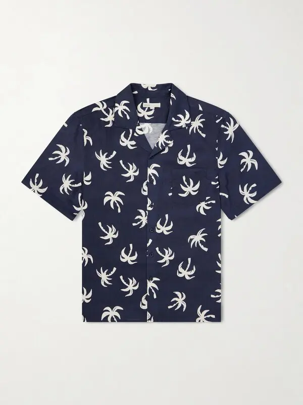 Onia Camp-collar Printed Linen And Lyocell-blend Shirt