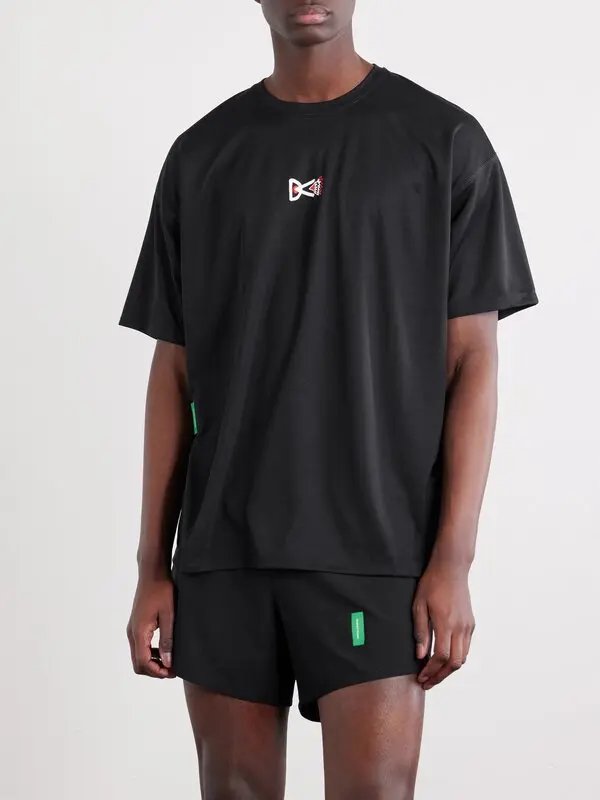 DISTRICT VISION Logo-print Perforated Recycled-jersey T-shirt