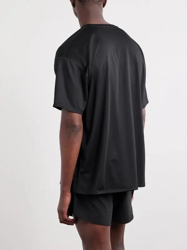 DISTRICT VISION Logo-print Perforated Recycled-jersey T-shirt