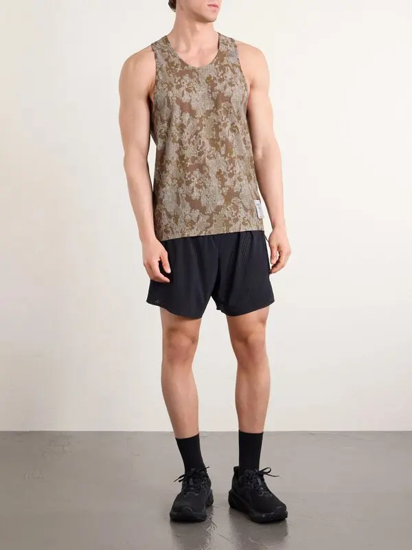 Satisfy Embellished Logo-appliquéd Space-o™ Mesh Tank Top