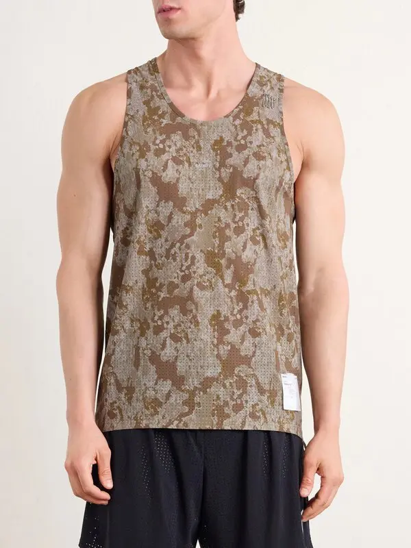 Satisfy Embellished Logo-appliquéd Space-o™ Mesh Tank Top