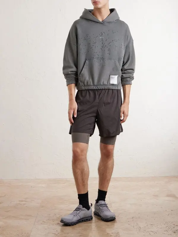 Satisfy Logo-print Distressed Cotton-jersey Hoodie