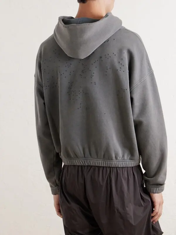 Satisfy Logo-print Distressed Cotton-jersey Hoodie