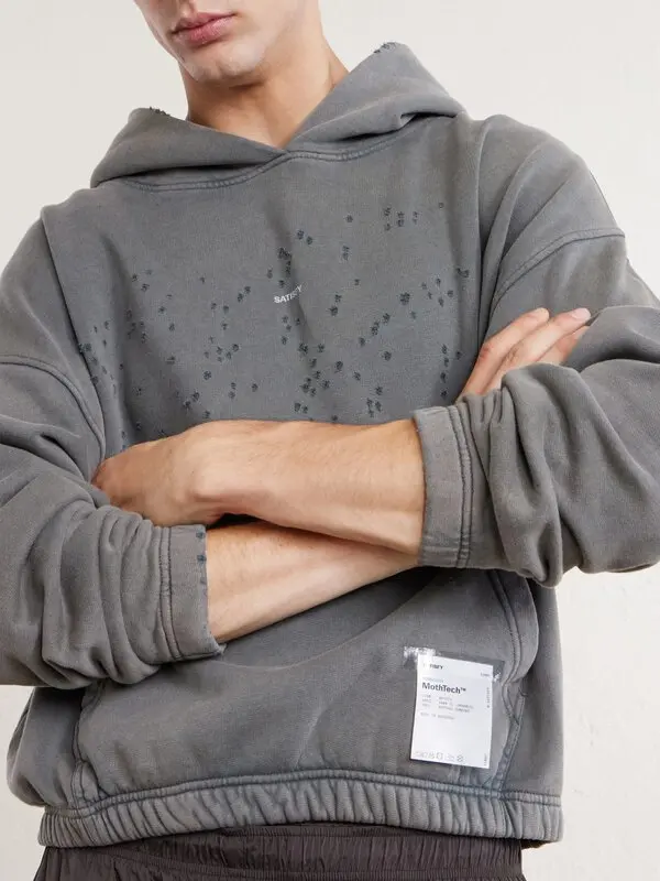 Satisfy Logo-print Distressed Cotton-jersey Hoodie