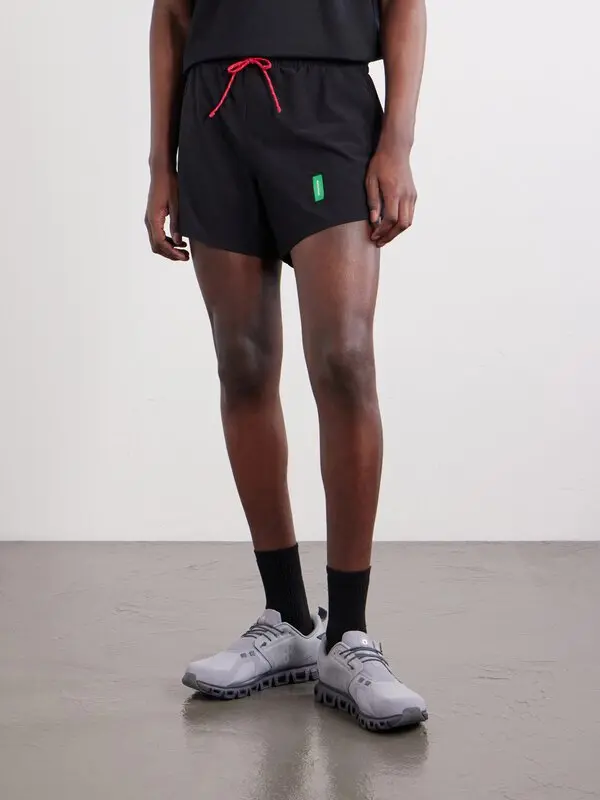 DISTRICT VISION Straight-leg Logo-print 5" Stretch-jersey Running Shorts - Black