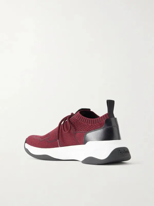 Berluti Shadow Leather-trimmed Stretch-knit Sneakers