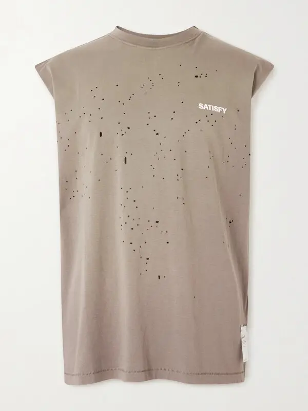Satisfy Distressed Logo-print Mothtech™ Organic Cotton-jersey Tank Top