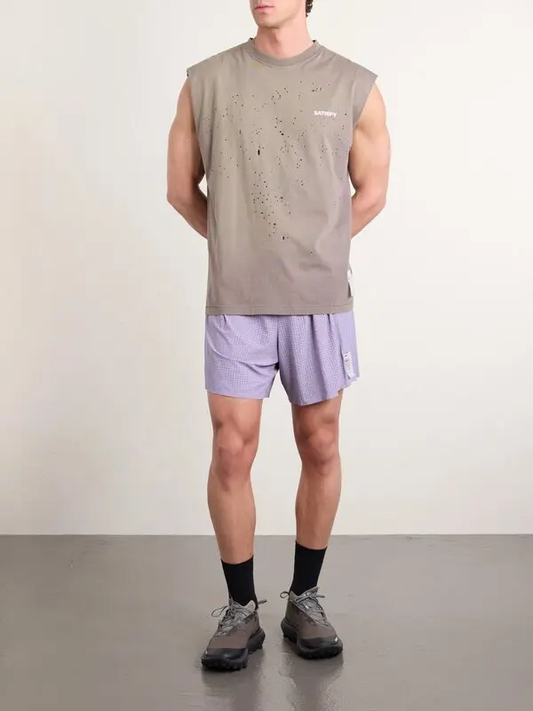 Satisfy Distressed Logo-print Mothtech™ Organic Cotton-jersey Tank Top