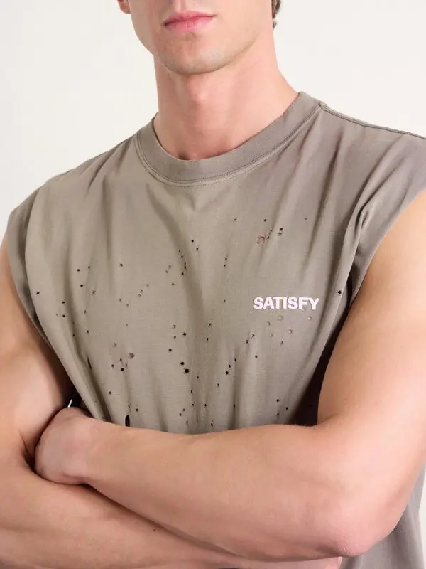 Satisfy Distressed Logo-print Mothtech™ Organic Cotton-jersey Tank Top