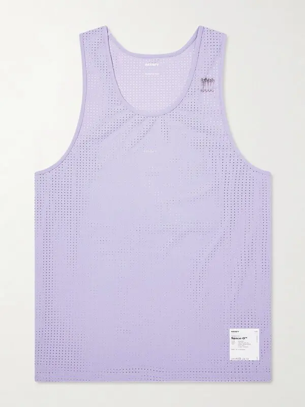Satisfy Embellished Logo-appliquéd Space-o™ Mesh Tank Top