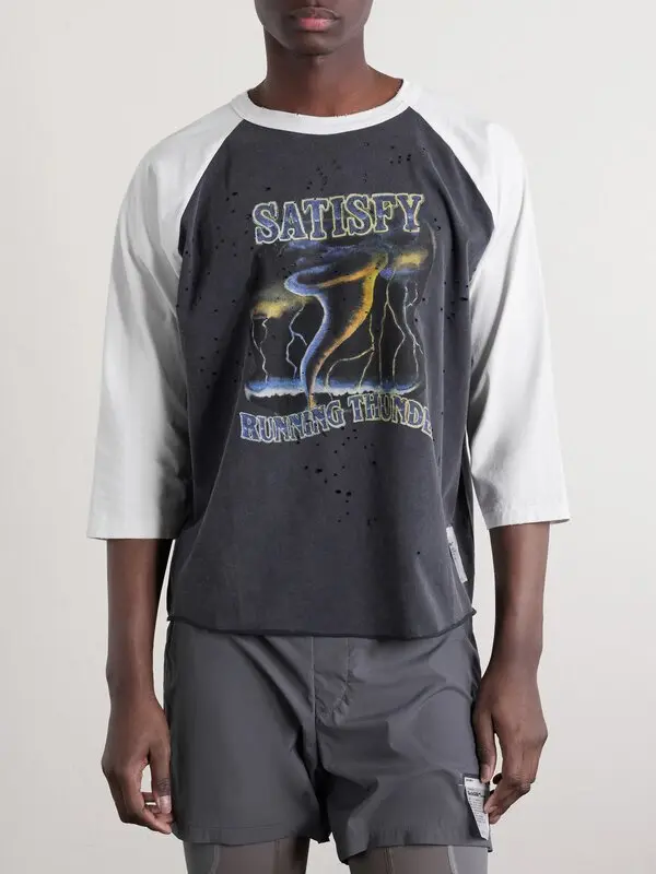 Satisfy Logo-print Distressed Mothtech™ Organic Cotton-jersey T-shirt