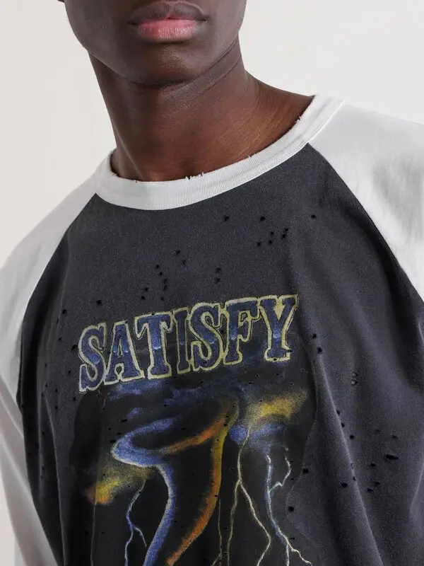 Satisfy Logo-print Distressed Mothtech™ Organic Cotton-jersey T-shirt