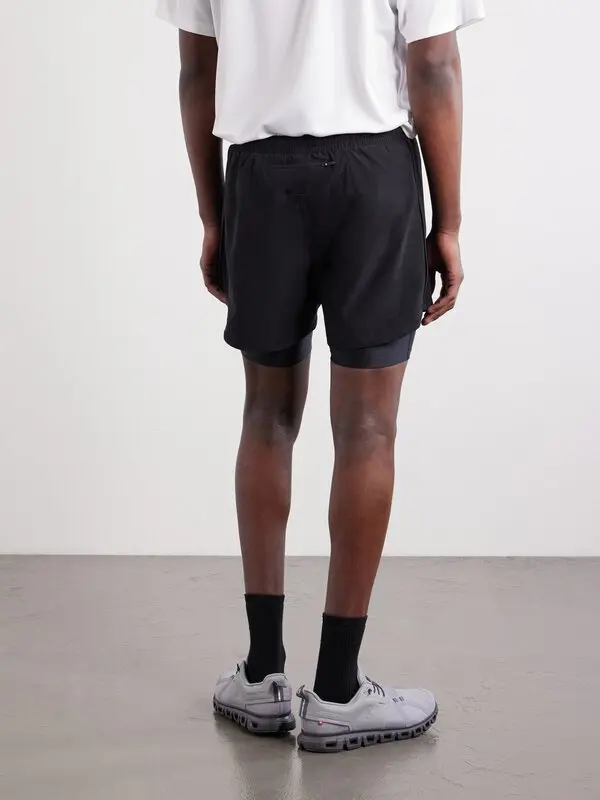 DISTRICT VISION Straight-leg Layered Logo-appliquéd Shell Shorts