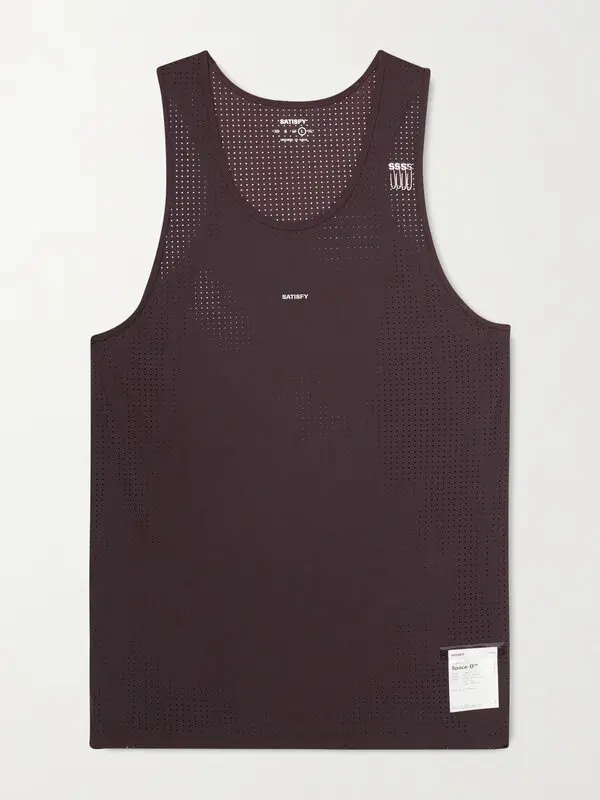 Satisfy Embellished Logo-appliquéd Space-o™ Mesh Tank Top