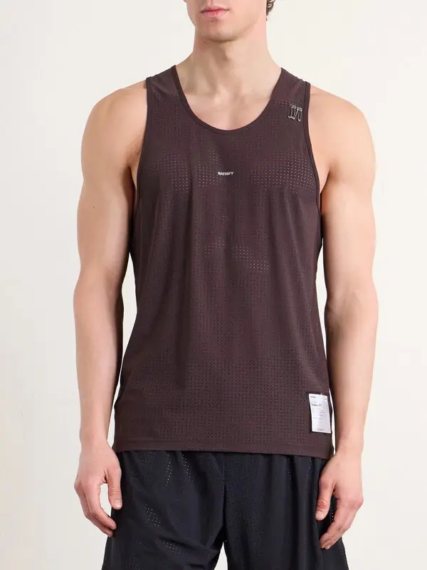 Satisfy Embellished Logo-appliquéd Space-o™ Mesh Tank Top
