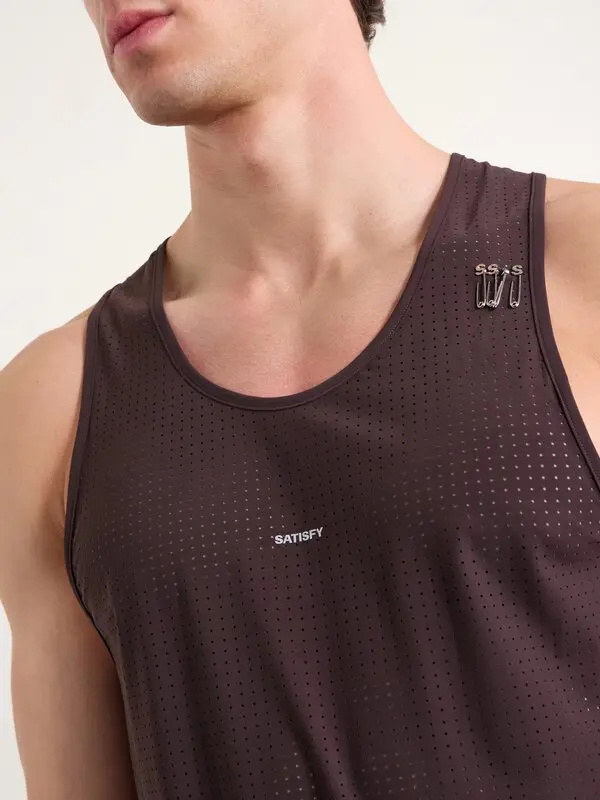 Satisfy Embellished Logo-appliquéd Space-o™ Mesh Tank Top