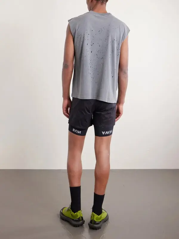 Satisfy Distressed Logo-print Mothtech™ Organic Cotton-jersey Tank Top