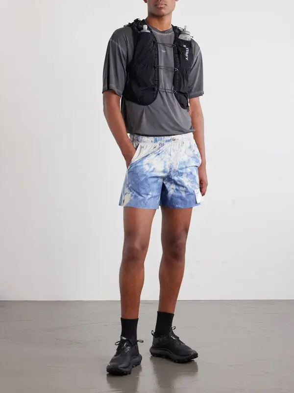 Satisfy Straight-leg 5" Logo-appliqu&eacute;d Printed Peaceshell&trade; Shorts - Blue