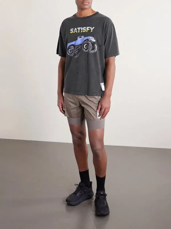Satisfy Logo-print Distressed Mothtech™ Cotton-jersey T-shirt