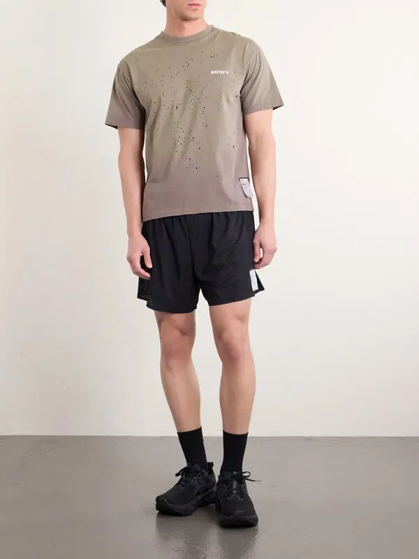 Satisfy Logo-print Distressed Mothtech™ Organic Cotton-jersey T-shirt - Brown