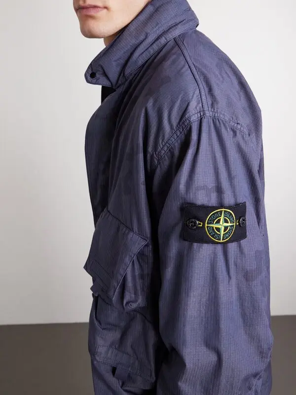 Stone Island Camouflage-print Cotton-blend Ripstop Jacket - Blue