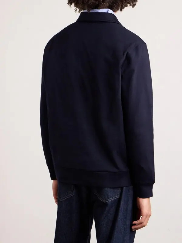 Moncler Leather-trimmed Cotton-jersey Half-zip Polo Shirt