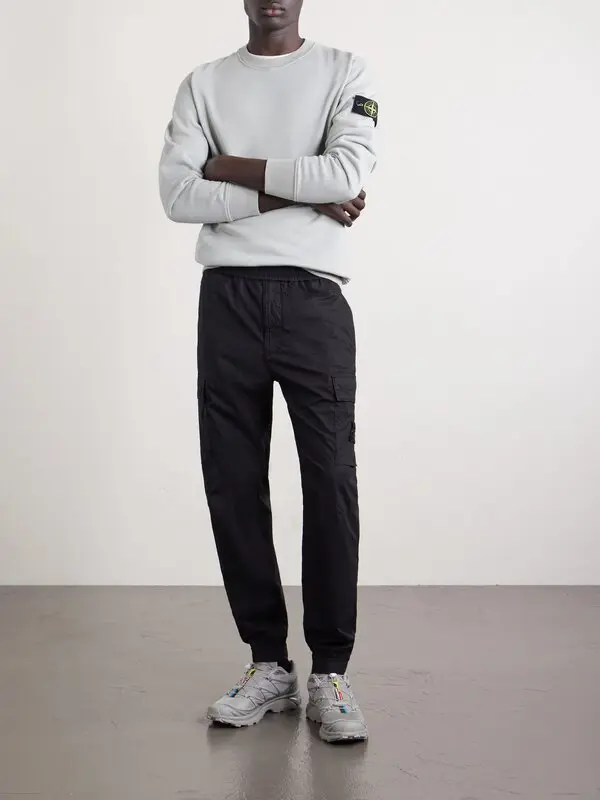 Stone Island Tapered Stretch-cotton Shell Cargo Trousers