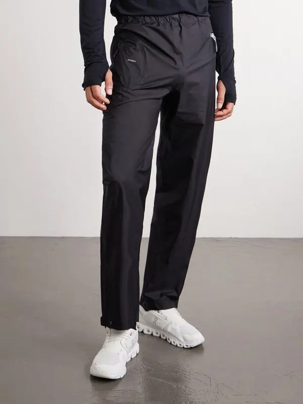 Satisfy Straight-leg Pertex® 3l Rain Logo-appliquéd Recycled-ripstop Trousers - Black