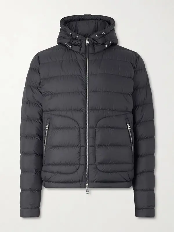 Moncler Sestriere Slim-fit Leather-trimmed Quilted Shell Hooded Down Jacket - Black