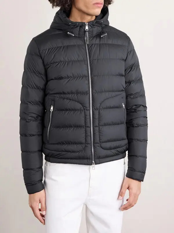 Moncler Sestriere Slim-fit Leather-trimmed Quilted Shell Hooded Down Jacket