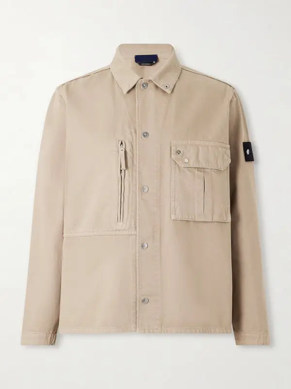 Stone Island Logo-appliquéd Light Bull Denim-tc Overshirt - Neutrals