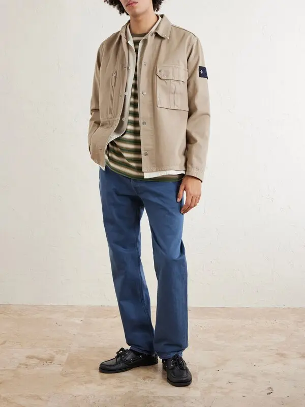 Stone Island Logo-appliquéd Light Bull Denim-tc Overshirt - Neutrals