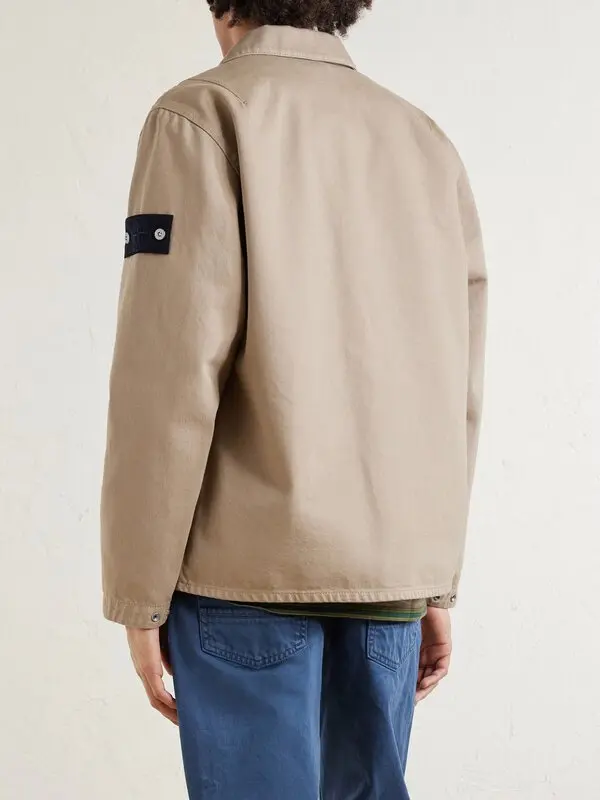Stone Island Logo-appliquéd Light Bull Denim-tc Overshirt - Neutrals