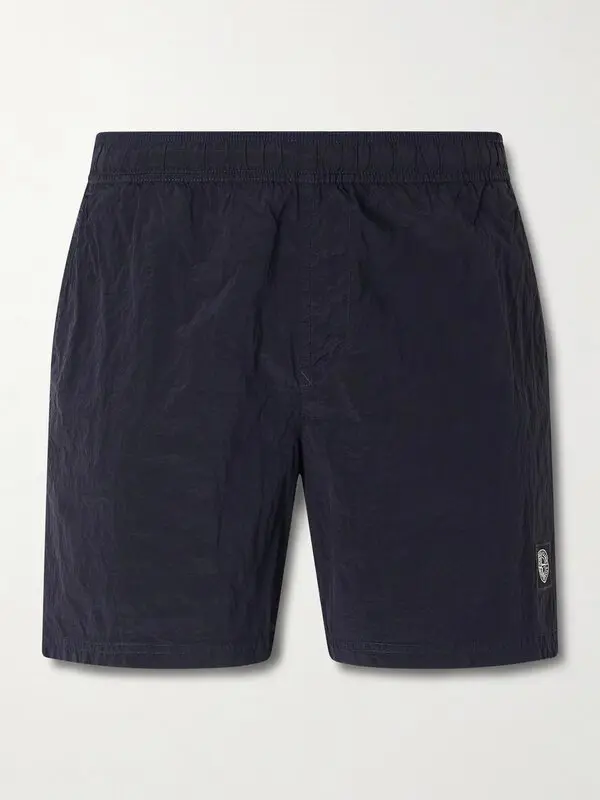Stone Island Straight-leg Mid-length Econyl® Nylon Metal Swim Shorts - Blue