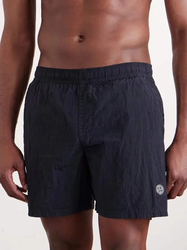 Stone Island Straight-leg Mid-length Econyl® Nylon Metal Swim Shorts - Blue