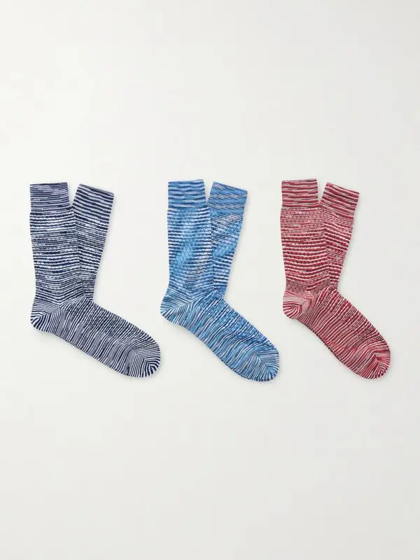 Missoni Three-pack Crochet-knit Cotton-blend Socks - Multi