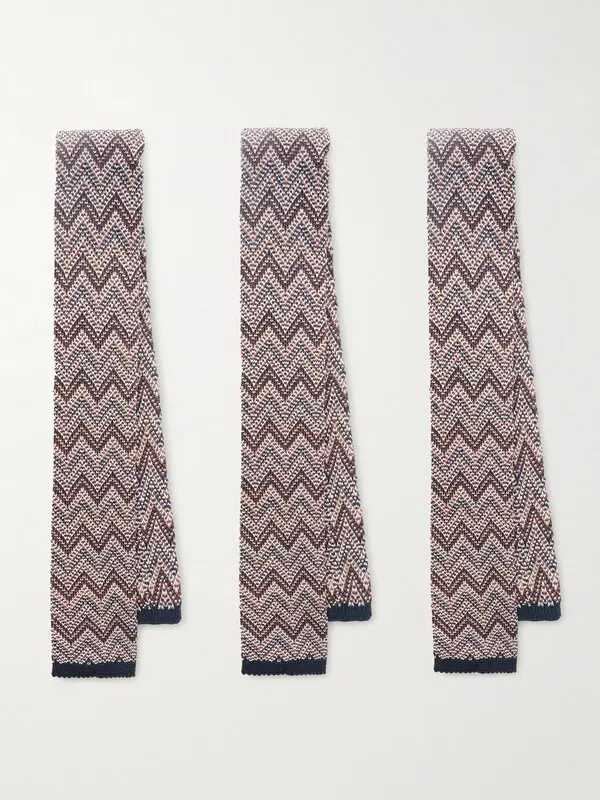 Missoni 6cm Pack Of Three Knitted Cotton And Silk-blend Tie - Multi