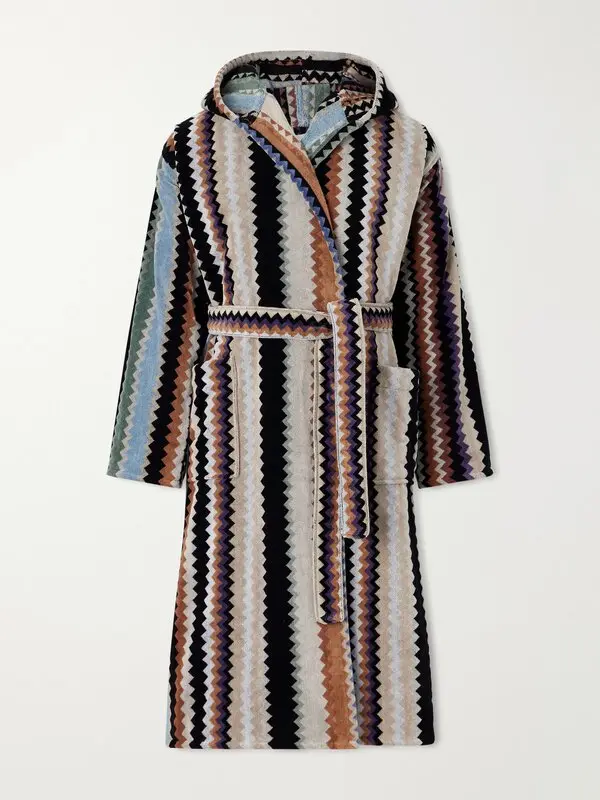 Missoni Curt Striped Cotton-terry Hooded Robe - Multi