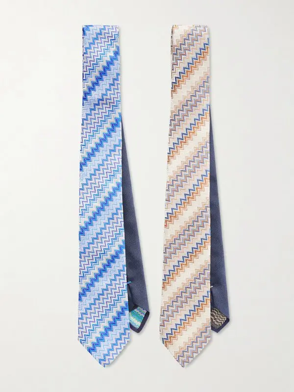 Missoni Two-pack 7cm Silk-jacquard Tie - Multi