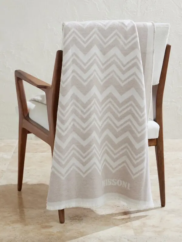 Missoni Cortina Fringed Virgin Wool And Cashmere-blend Jacquard Throw - Neutrals