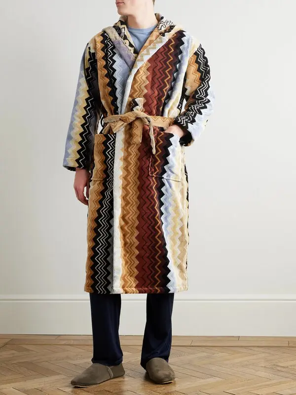 Missoni Giacomo Striped Cotton-terry Hooded Robe