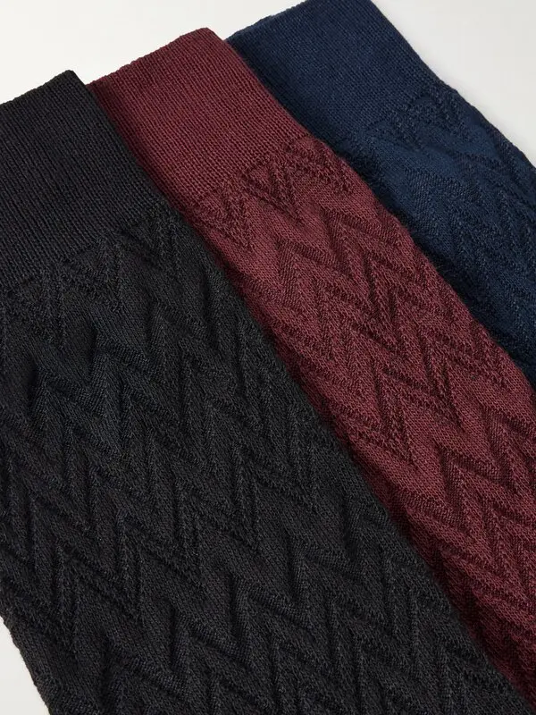 Missoni Three-pack Crochet-knit Cotton-blend Socks