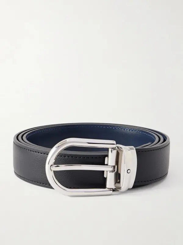 Montblanc 3cm Horseshoe Reversible Leather Belt
