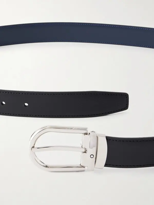 Montblanc 3cm Horseshoe Reversible Leather Belt