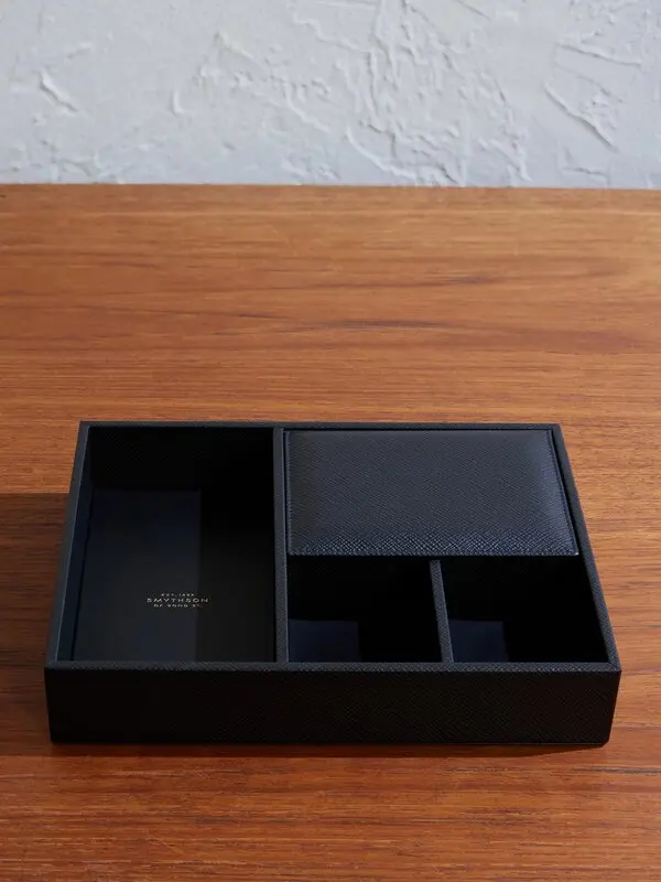 Smythson Valet Panama Cross-grain Leather Tray