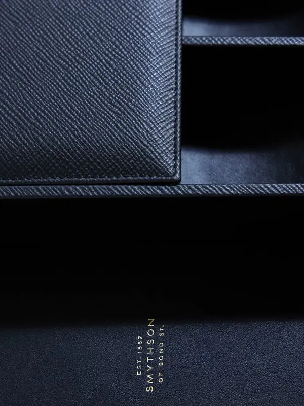 Smythson Valet Panama Cross-grain Leather Tray