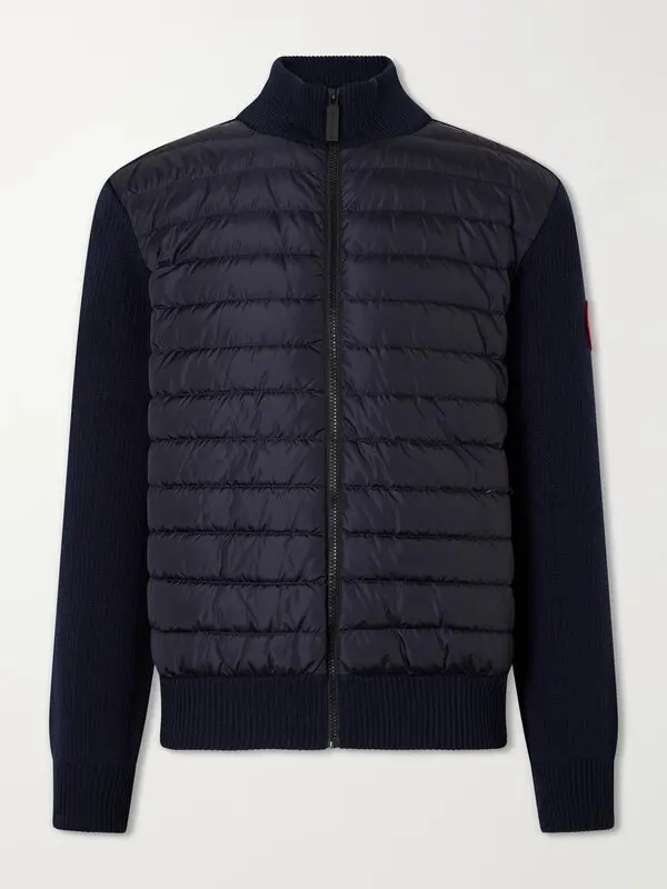 Canada Goose Hybridge Slim-fit Quilted Down Shell And Merino Wool Jacket - Blue