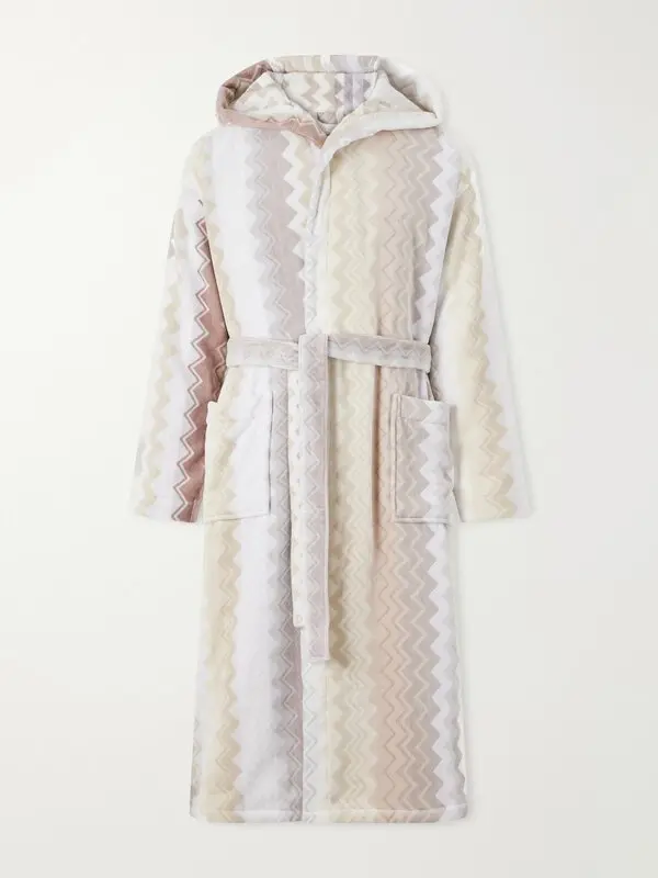 Missoni Giacomo Striped Cotton-terry Hooded Robe - Neutrals