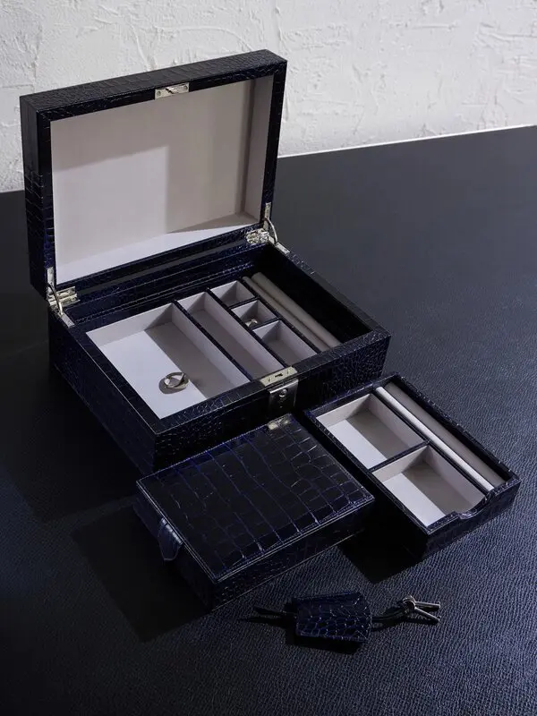 Smythson Panama Cross-grain Leather Jewellery Box